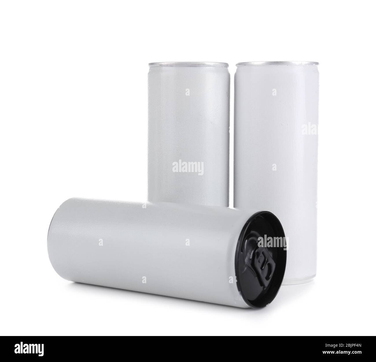 Three tin cans, isolated on white Stock Photo - Alamy