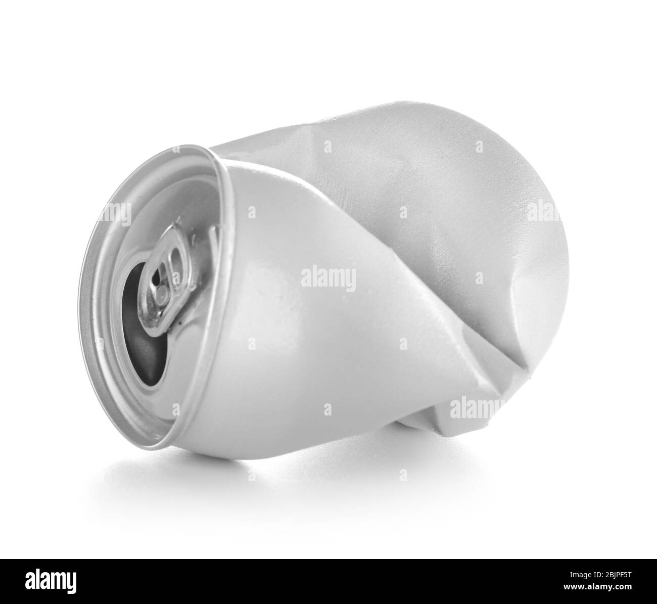 Crumpled empty can, isolated on white Stock Photo - Alamy