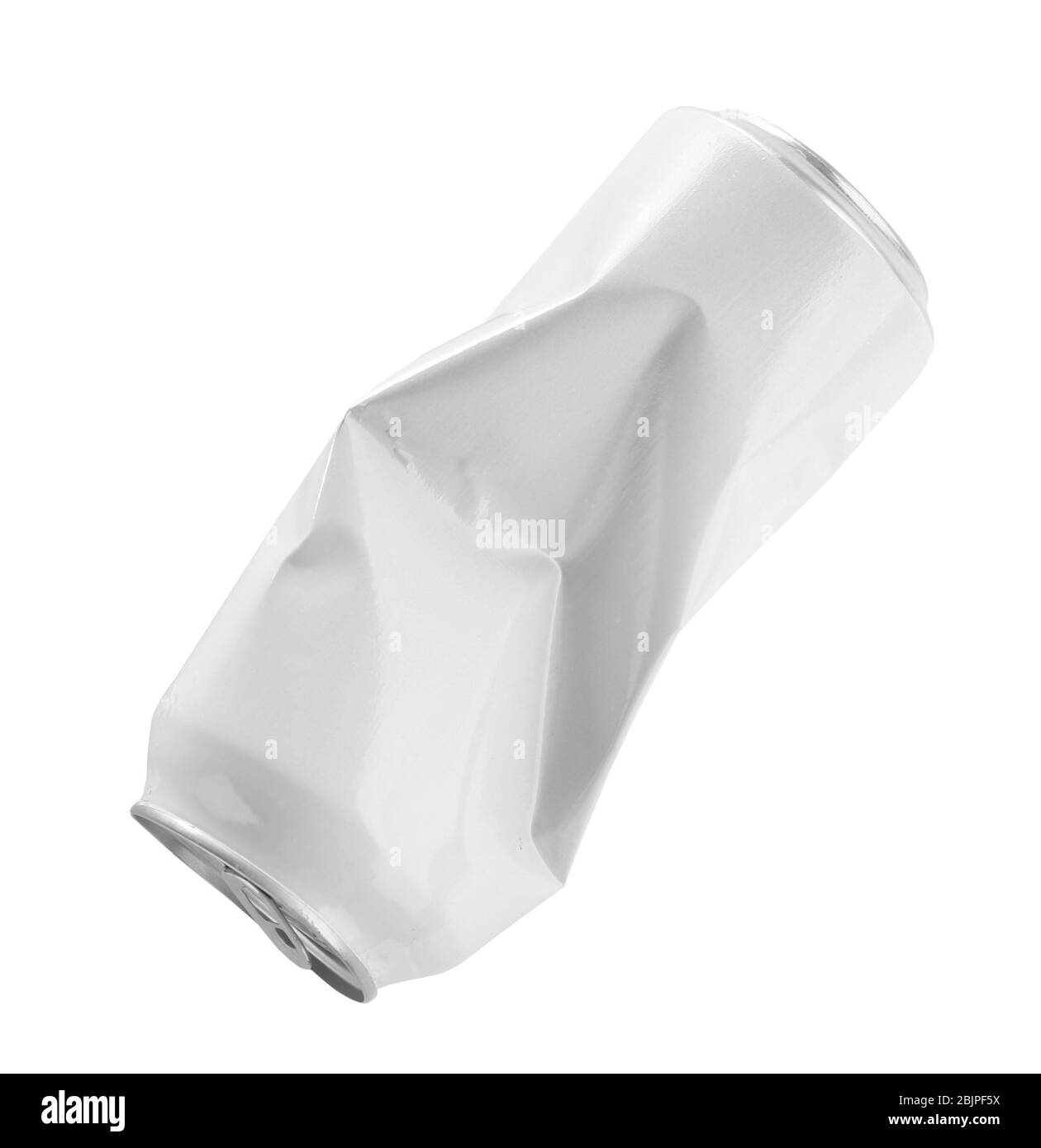Crumpled empty can, isolated on white Stock Photo - Alamy