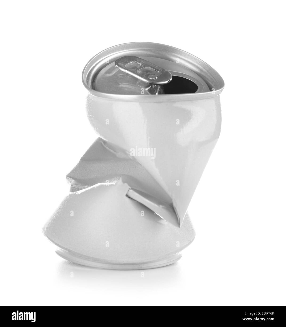 Crumpled empty can, isolated on white Stock Photo - Alamy