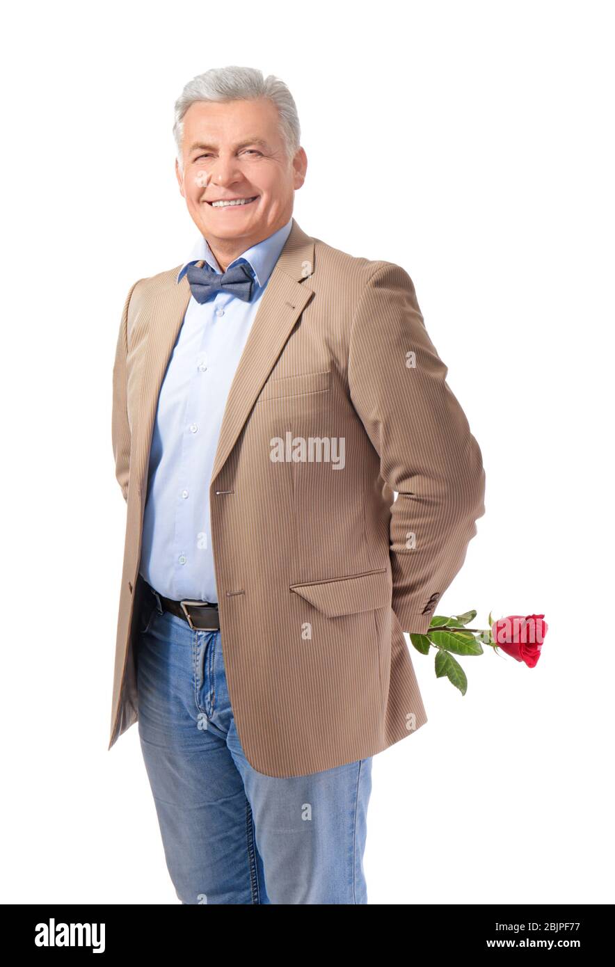 Mature gentleman holding rose flower hi-res stock photography and ...