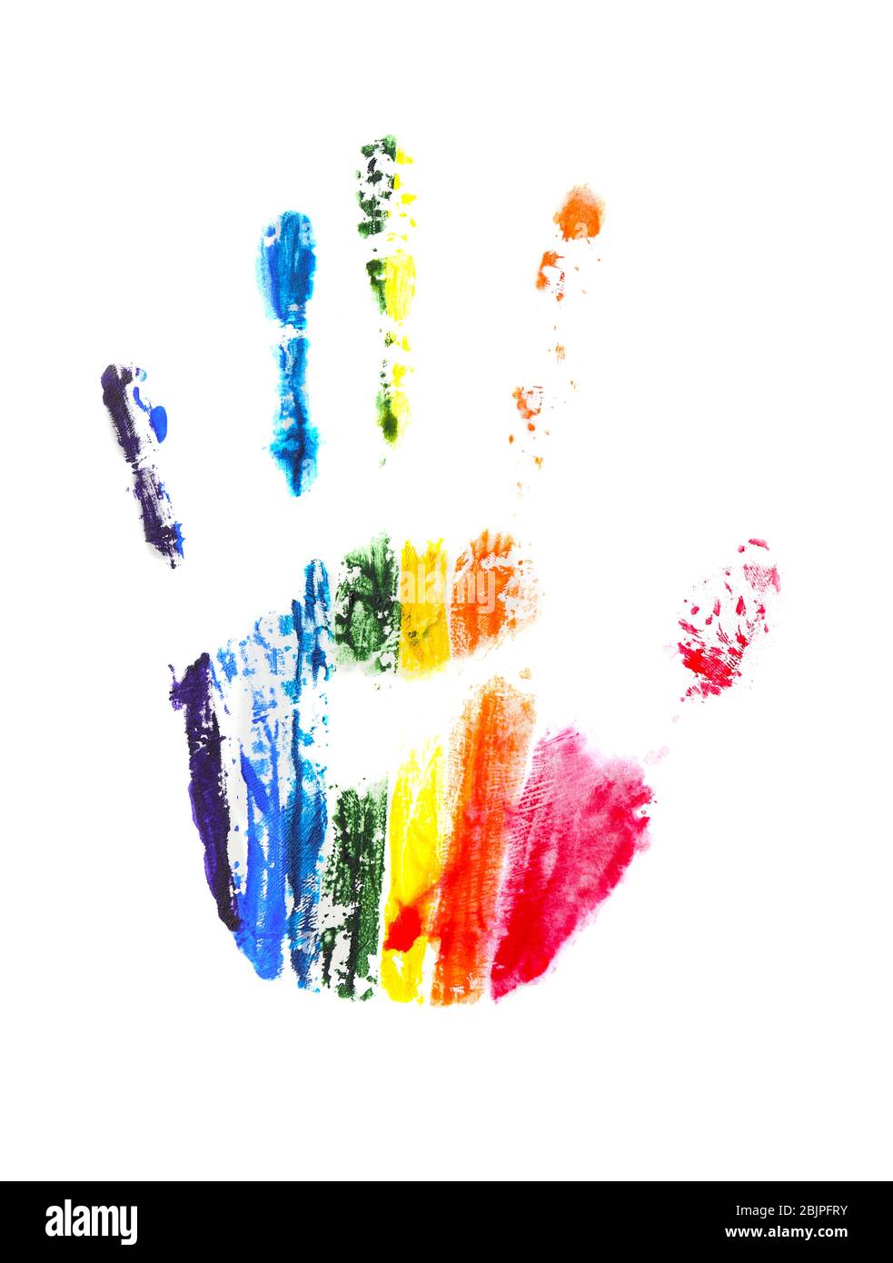 Rainbow handprint, isolated on white Stock Photo - Alamy