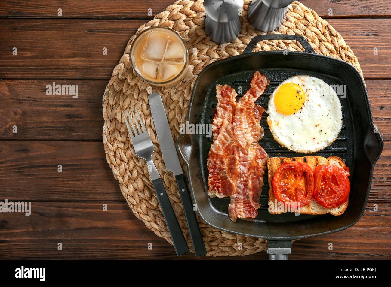 Composition with traditional English breakfast on table Stock Photo - Alamy