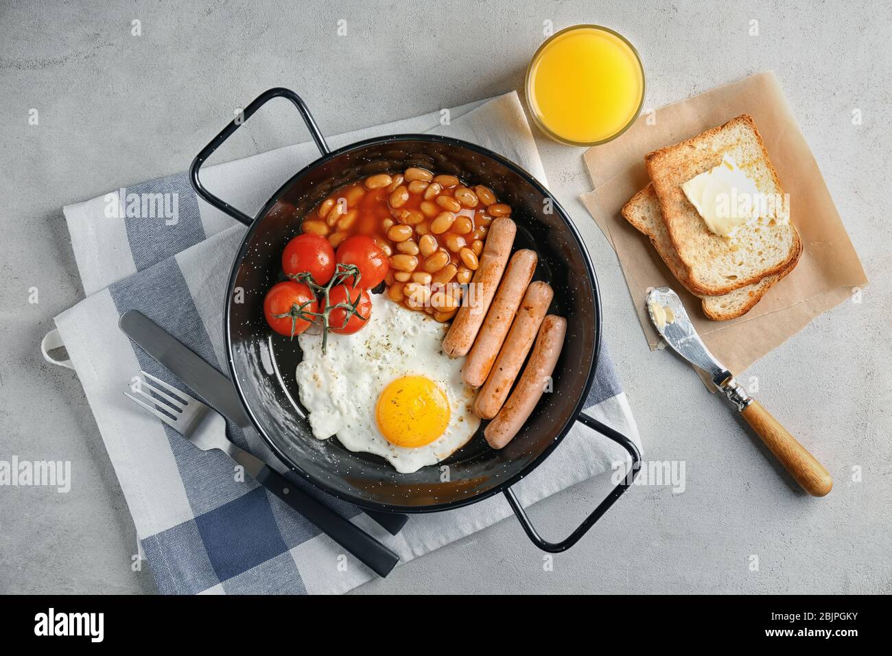 Composition with traditional English breakfast on table Stock Photo - Alamy