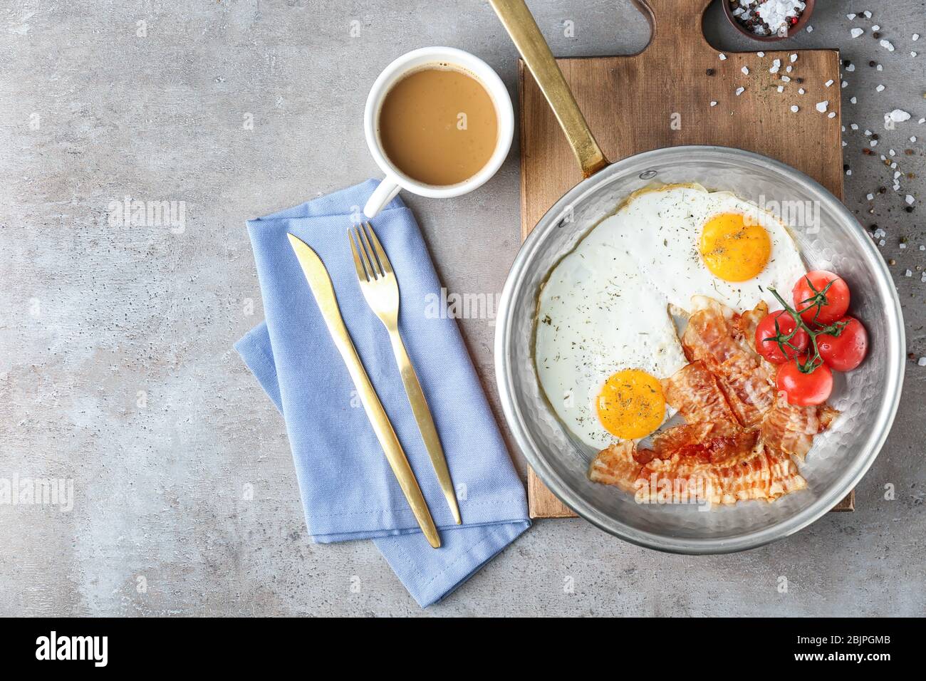 Composition with traditional English breakfast on table Stock Photo - Alamy