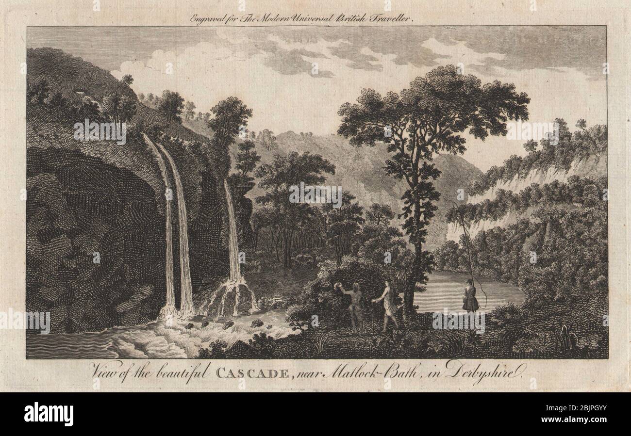 View of the beautiful cascade near Matlock Bath in Derbyshire ...