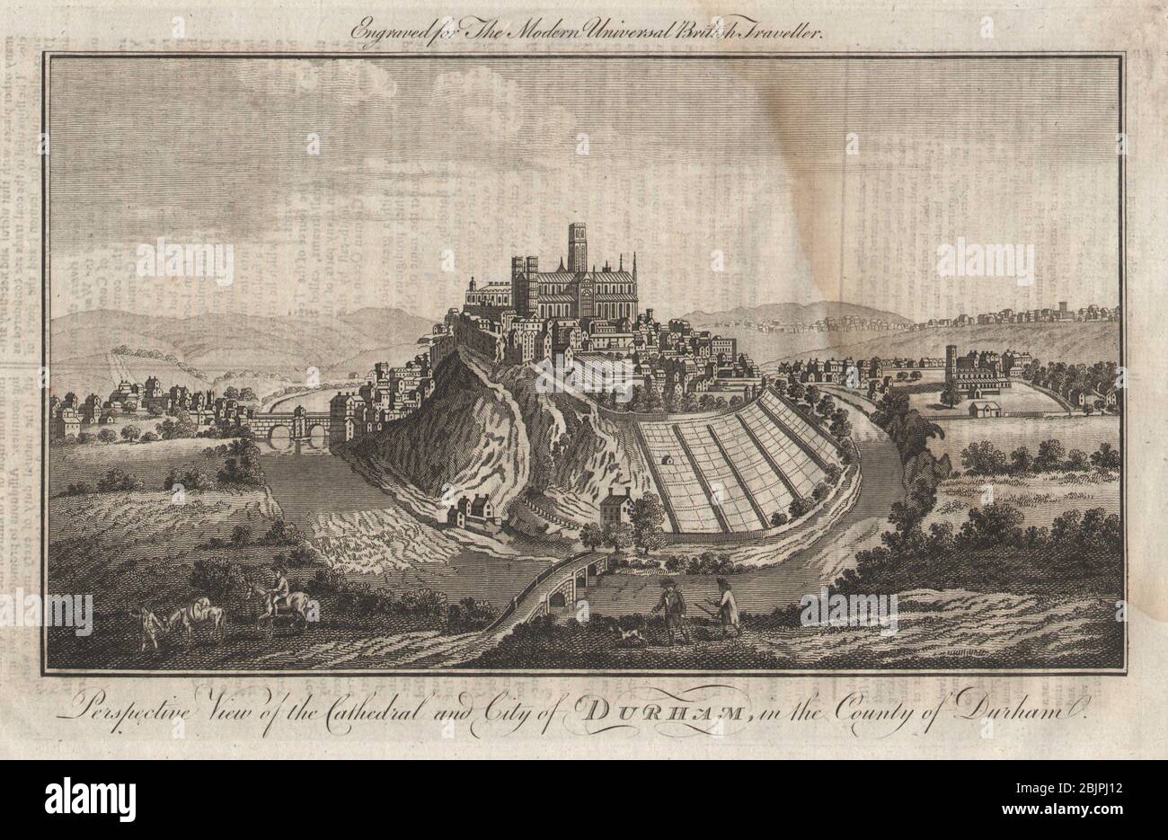 Perspective view of the cathedral and city of Durham. BURLINGTON 1779 ...