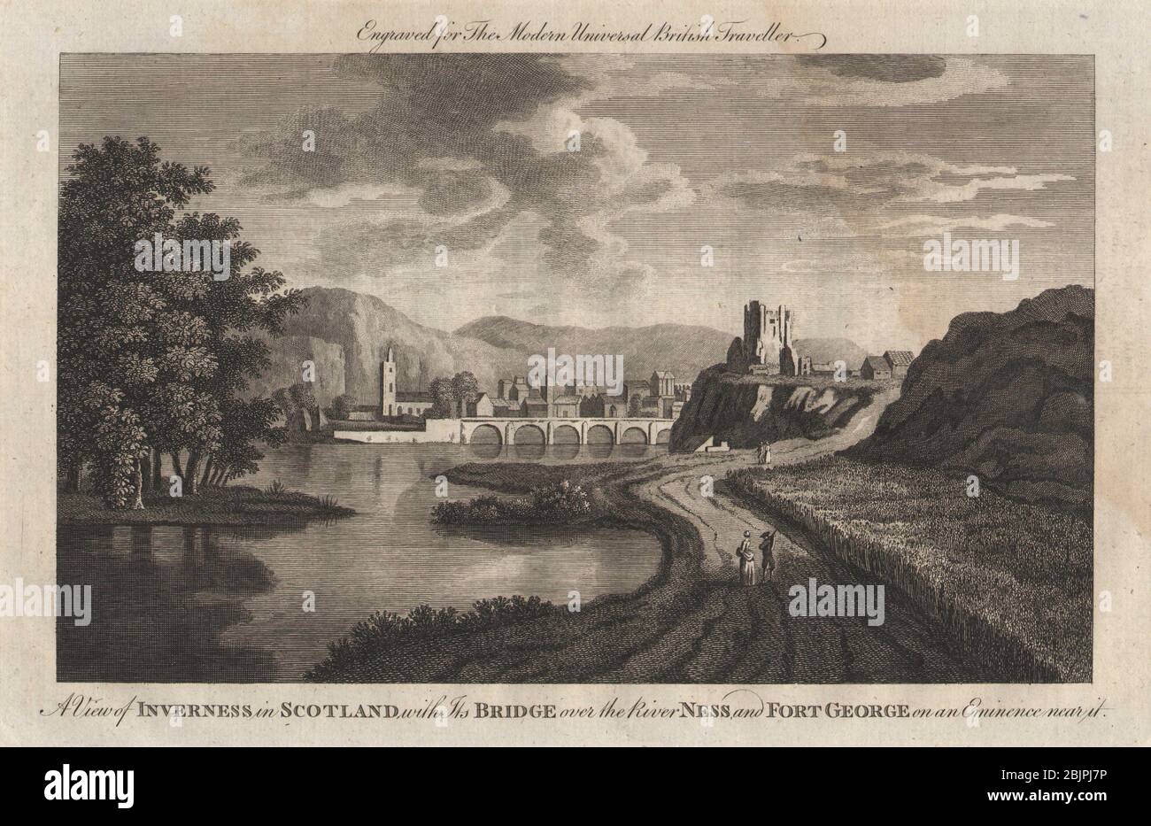 Inverness in Scotland, with its bridge & Fort George. MURRAY 1779 old ...