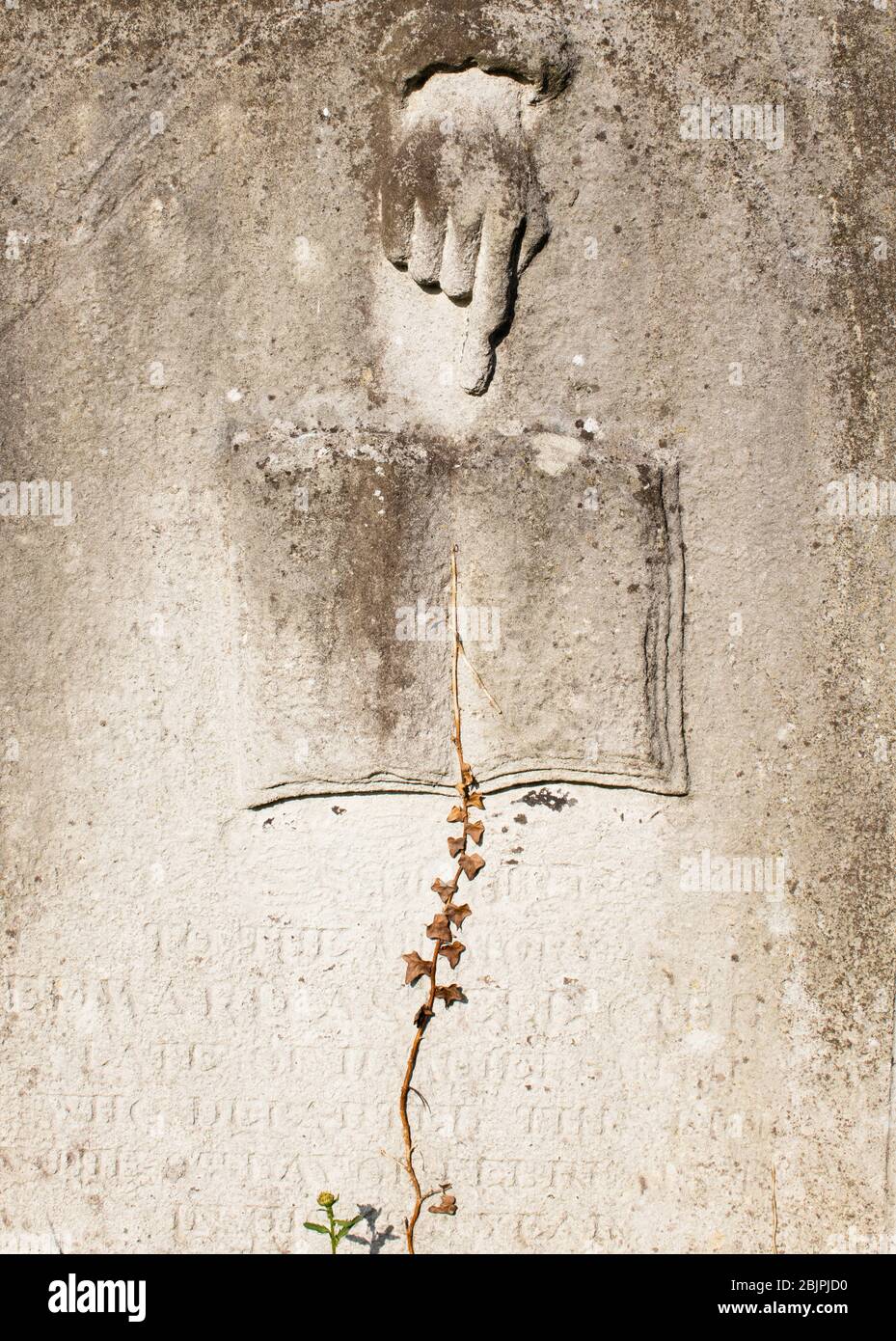 Detail of gravestone in Brompton Cemetery, Kensington, London; one of ...