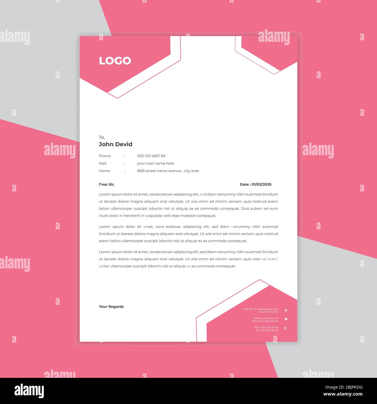 Modern Business Geometric Shape Letterhead Template With Clean Design ...