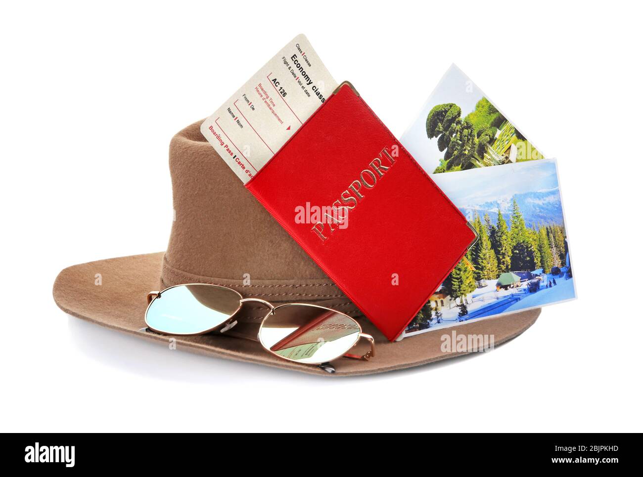 Tourist stuff on white background Stock Photo - Alamy