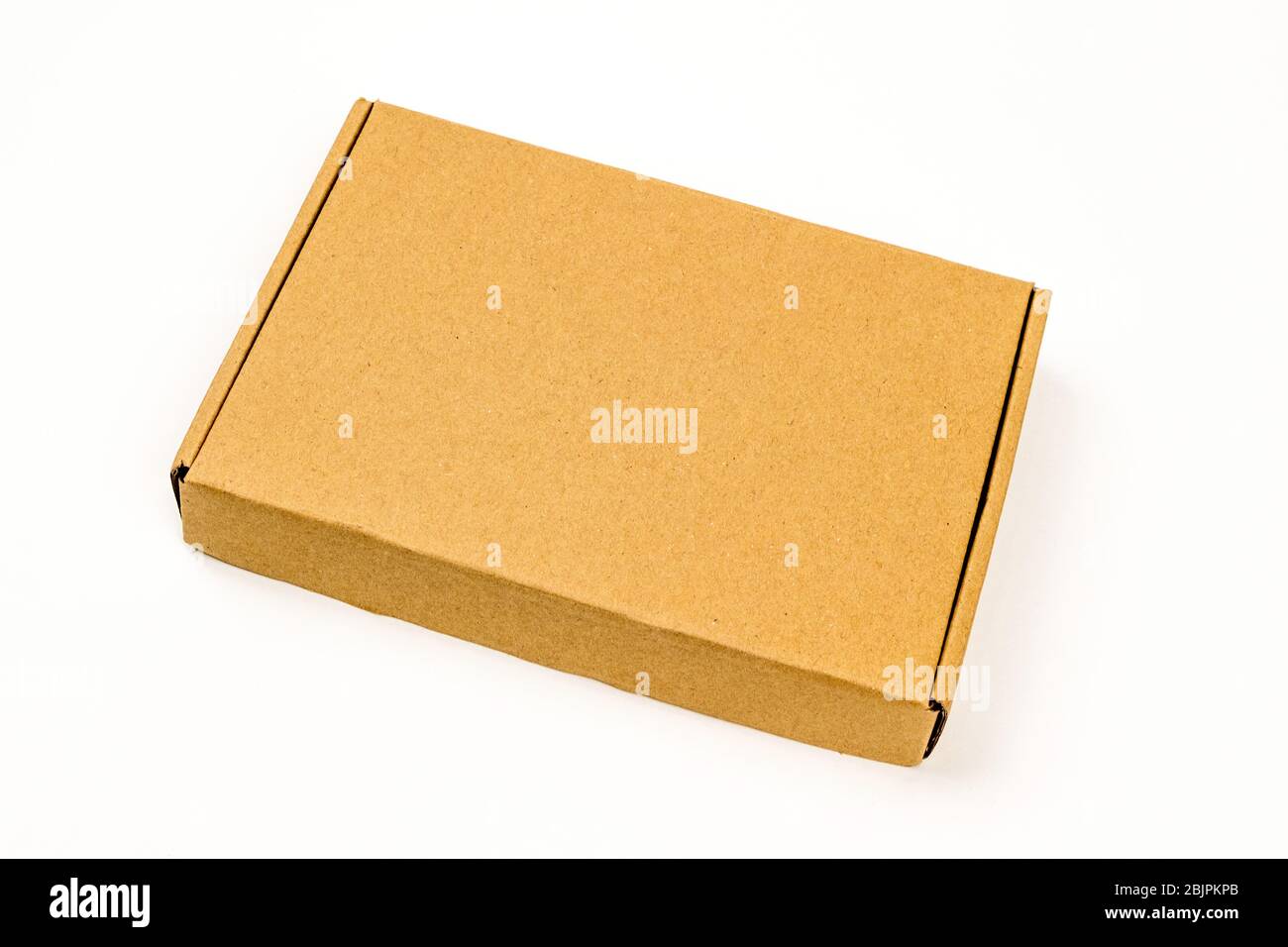 One closed rectangular cardboard box isolated on white background Stock ...