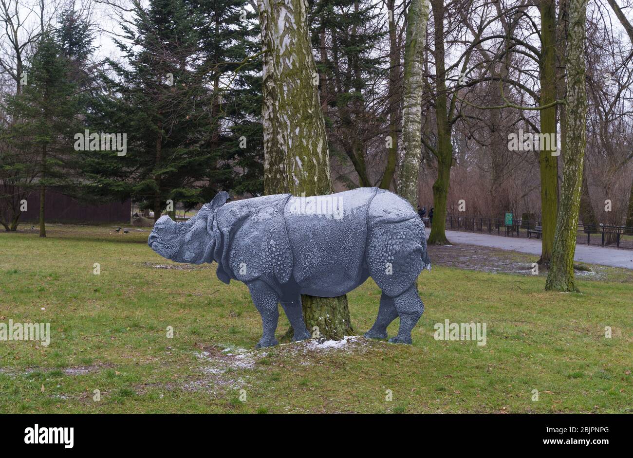 fake rhinoceros in the warsaw zoo Stock Photo - Alamy