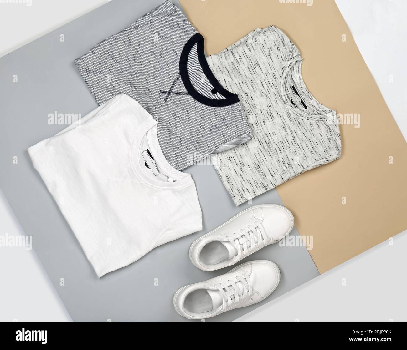 Set of child's clothes on color background Stock Photo - Alamy