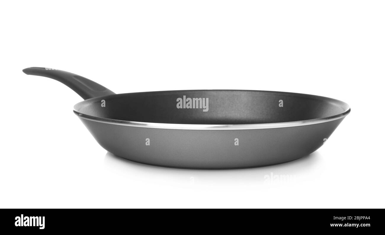 Frying pan on white background Stock Photo - Alamy