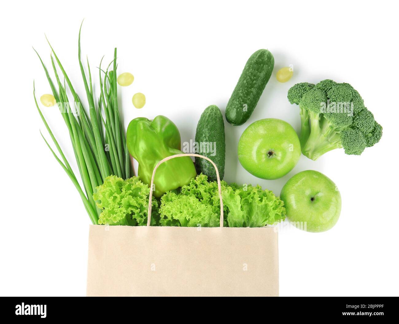 Composition of different fruits and vegetables on white background ...