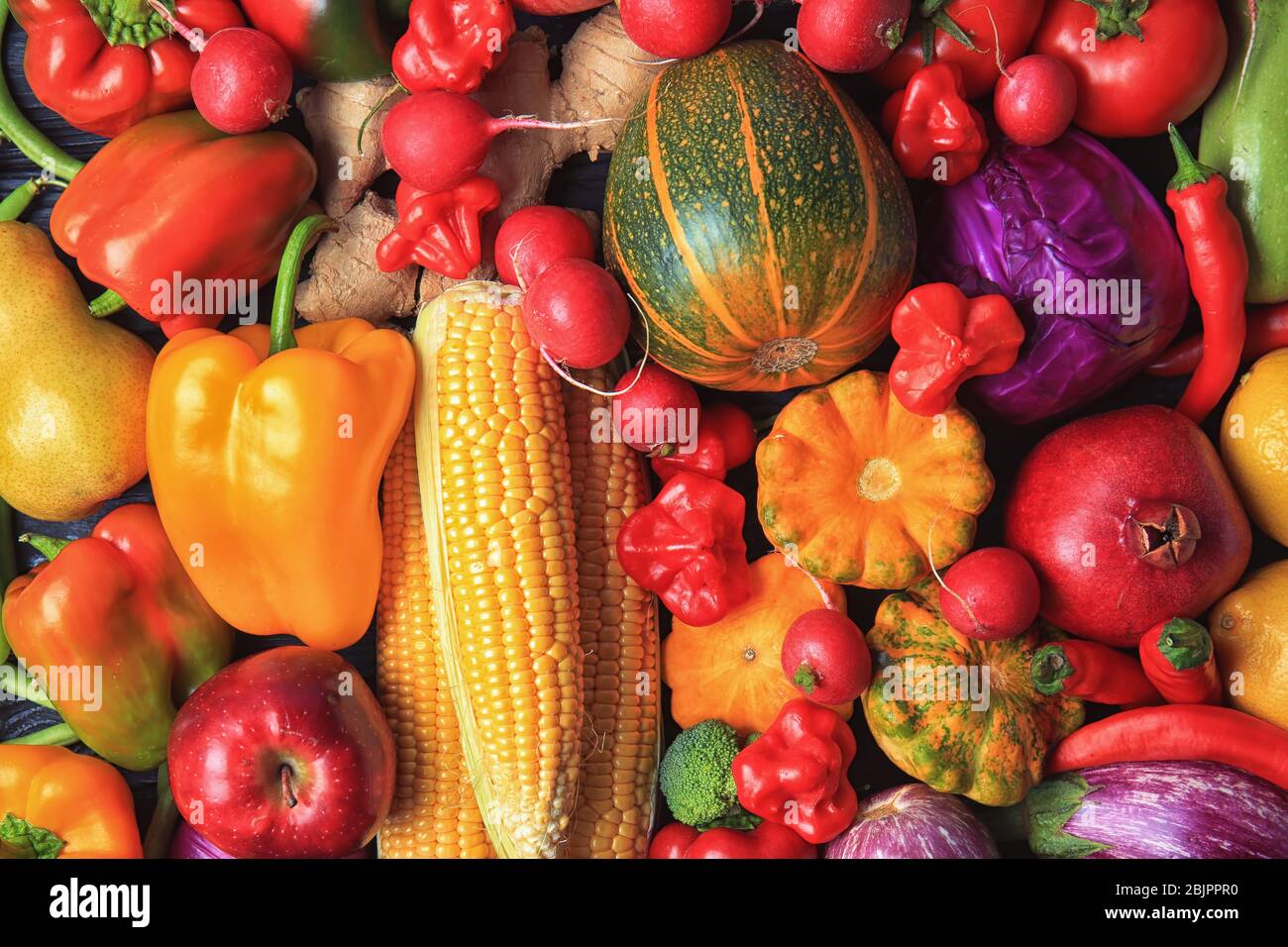 Composition of many different fruits and vegetables Stock Photo - Alamy