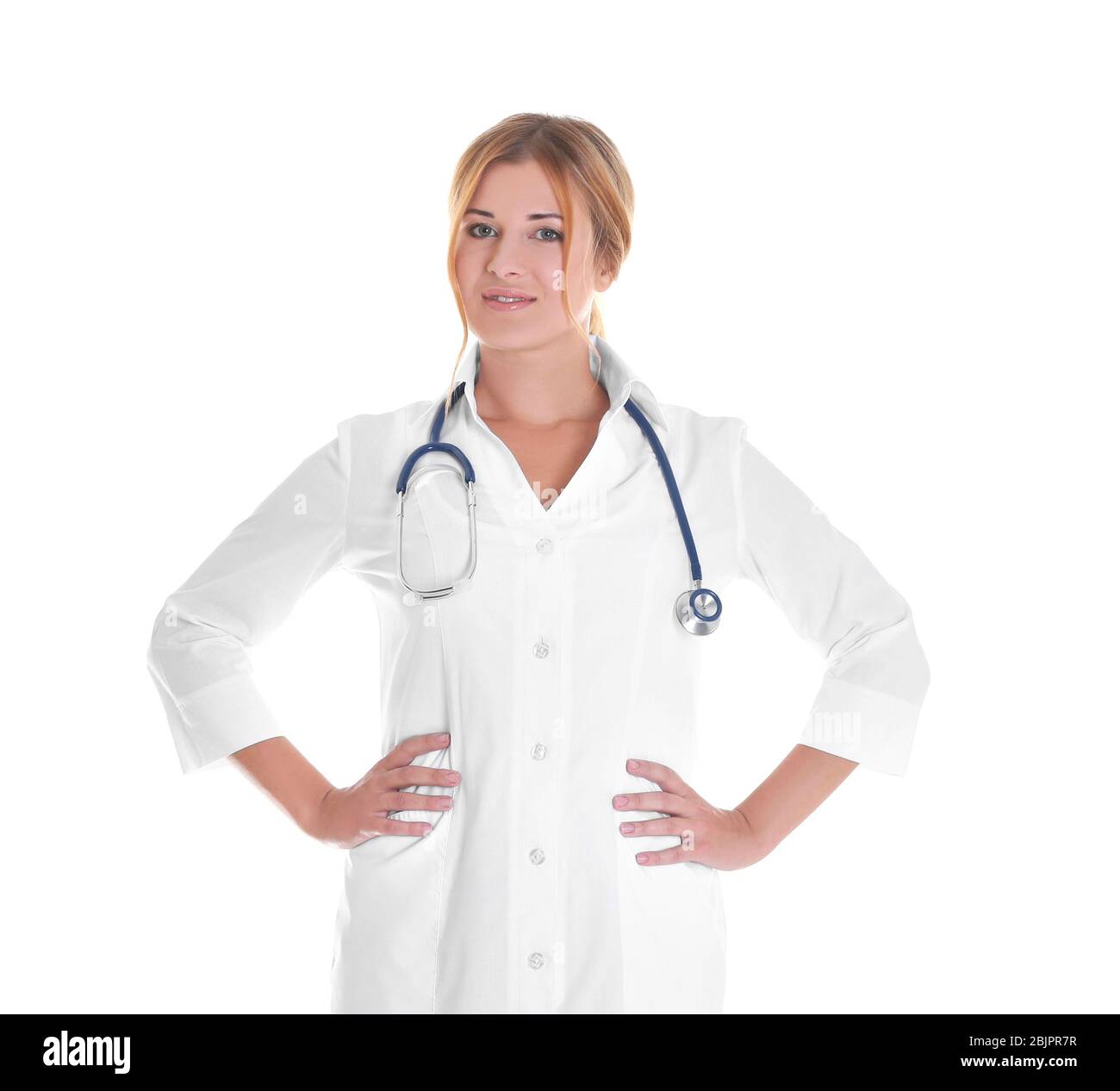 Doctor with stethoscope on white background Stock Photo - Alamy