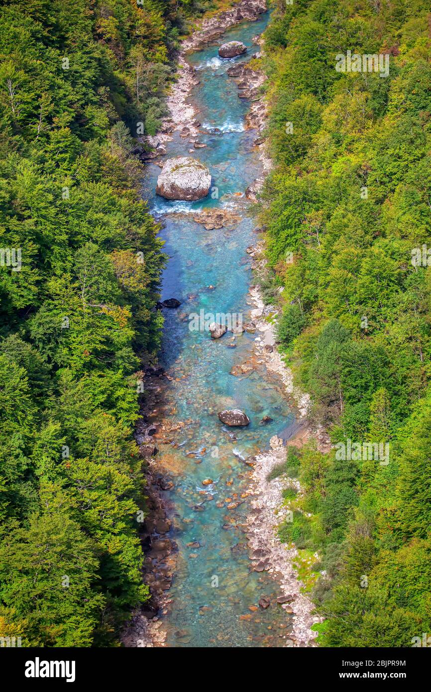 Moraca River Canyon in Montenegro , Aerial View of Flowing Water Stock ...
