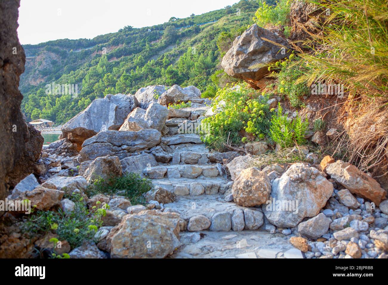 stone stairs at cliff for coastal walking Stock Photo - Alamy