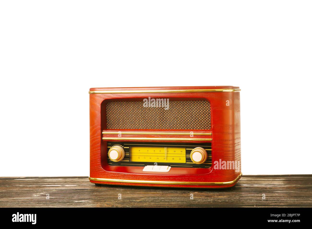 Retro radio on white background Stock Photo - Alamy