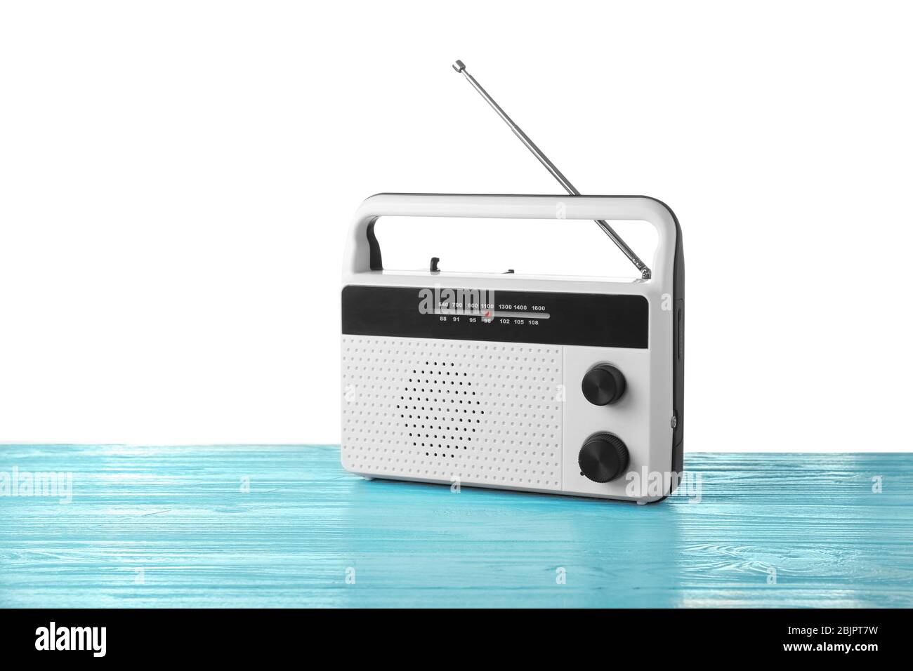 Retro radio on white background Stock Photo - Alamy
