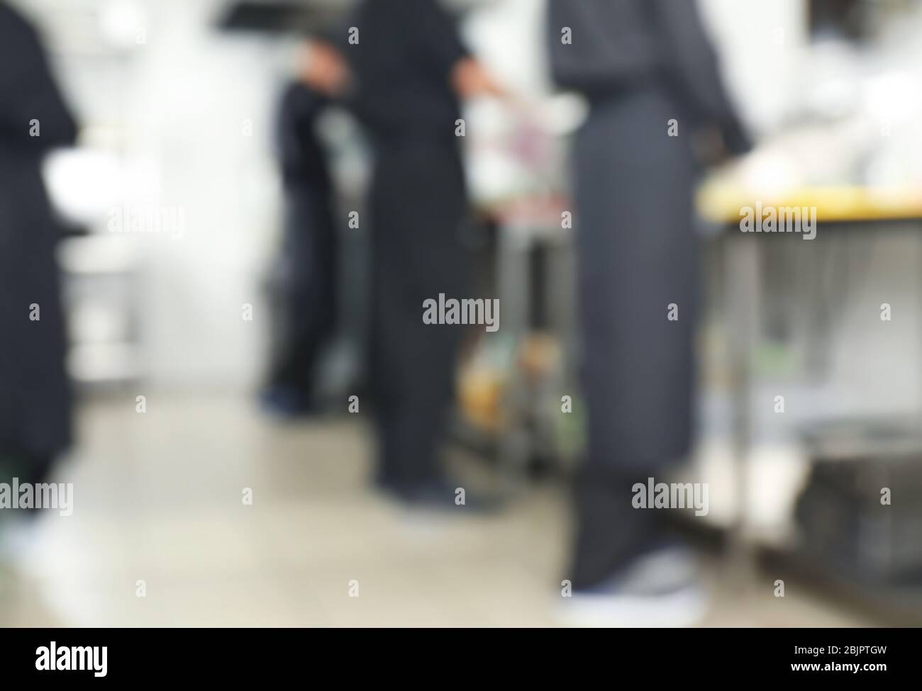 Blurred view of chefs cooking in restaurant kitchen Stock Photo - Alamy