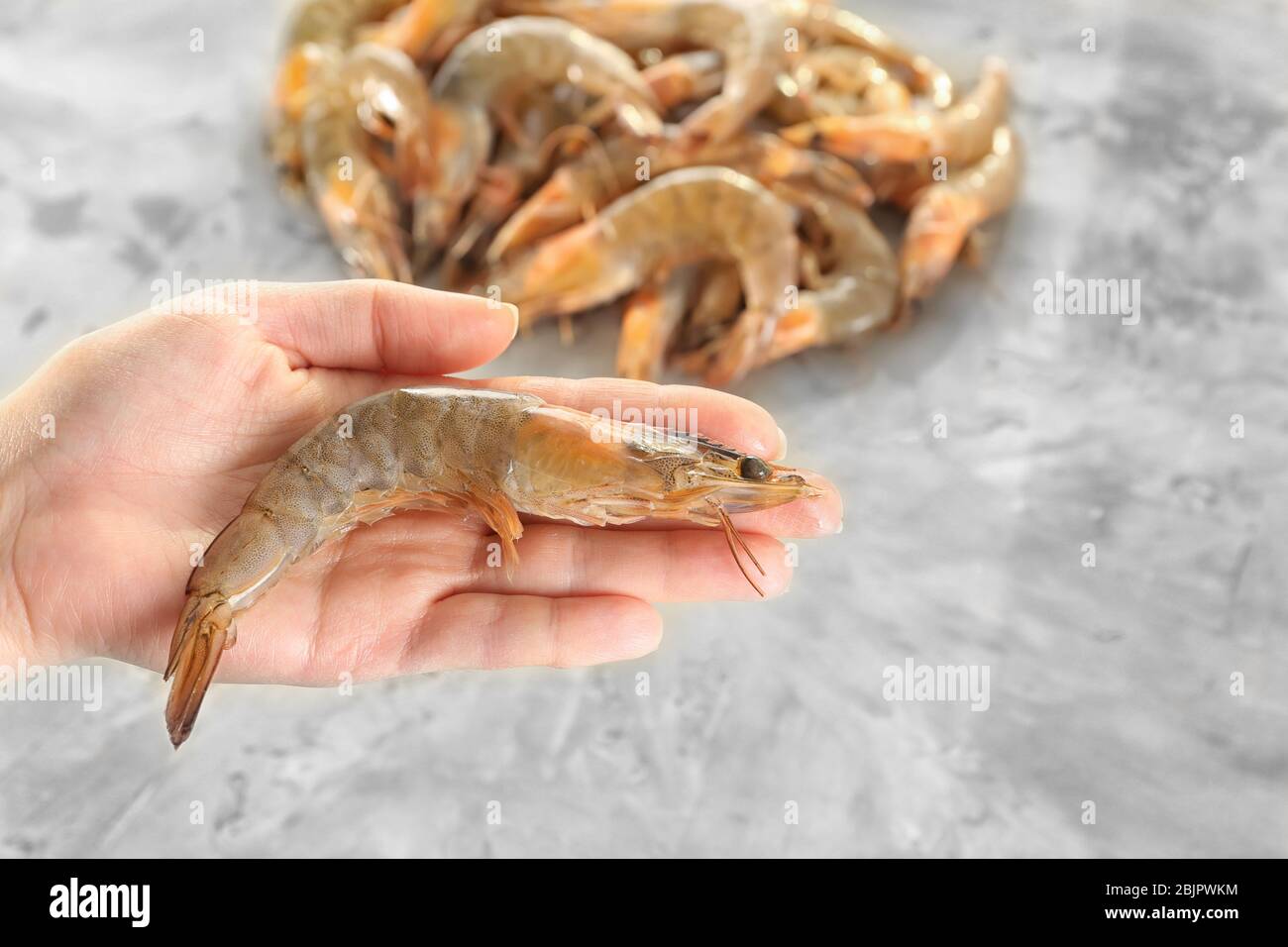 Female hand holding shrimp hi-res stock photography and images - Alamy