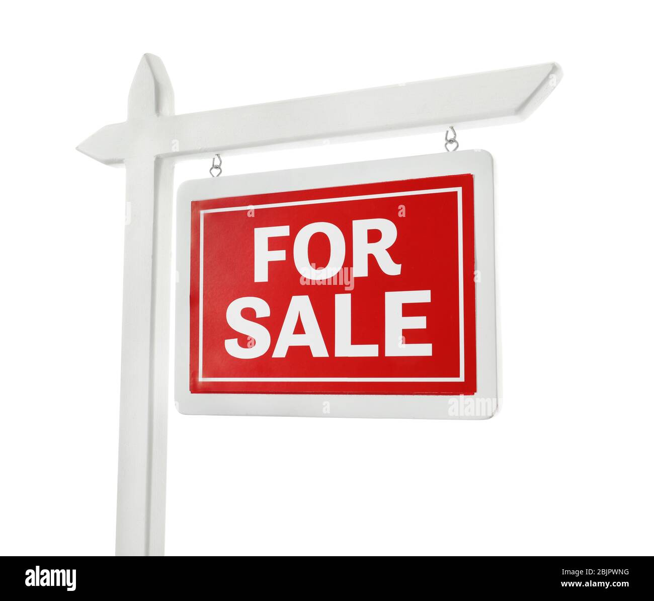 "For sale" sign on white background Stock Photo - Alamy