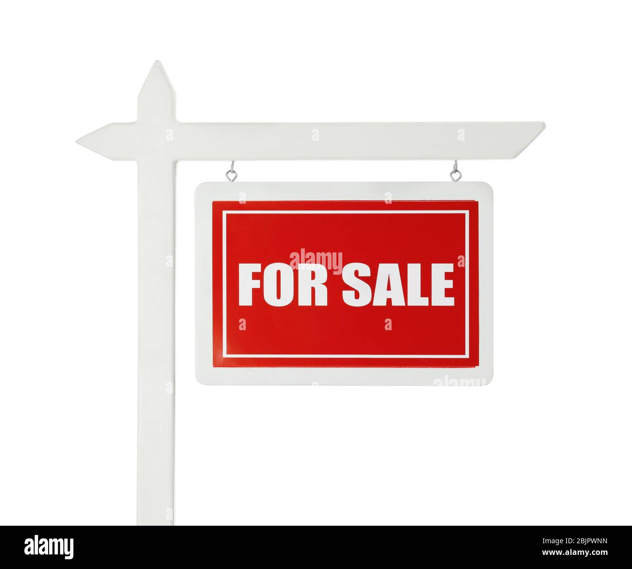 "For sale" sign on white background Stock Photo - Alamy