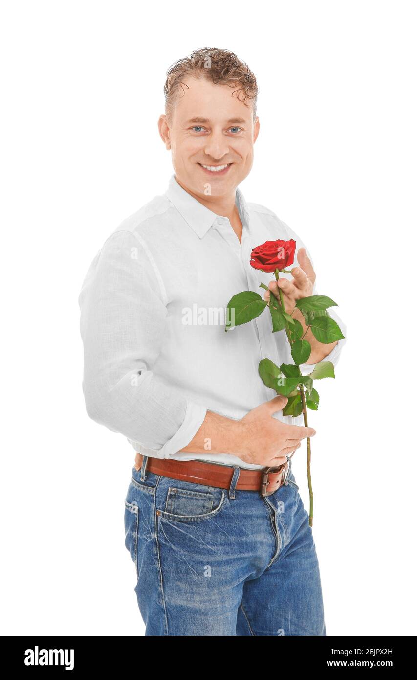 Mature gentleman holding rose flower hi-res stock photography and ...