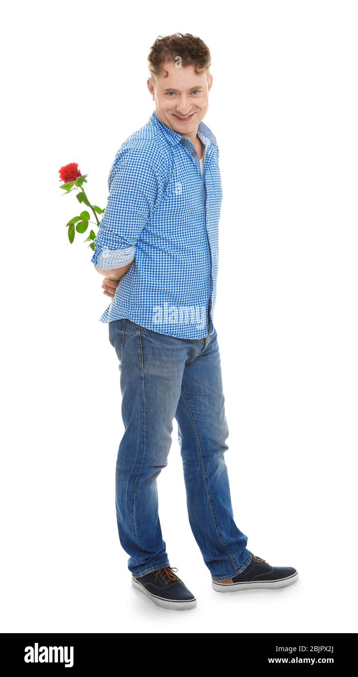 Mature gentleman holding rose flower hi-res stock photography and ...