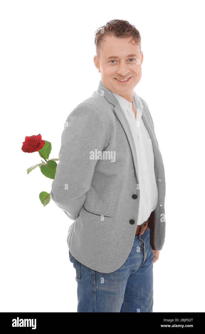 Mature gentleman holding rose flower hi-res stock photography and ...
