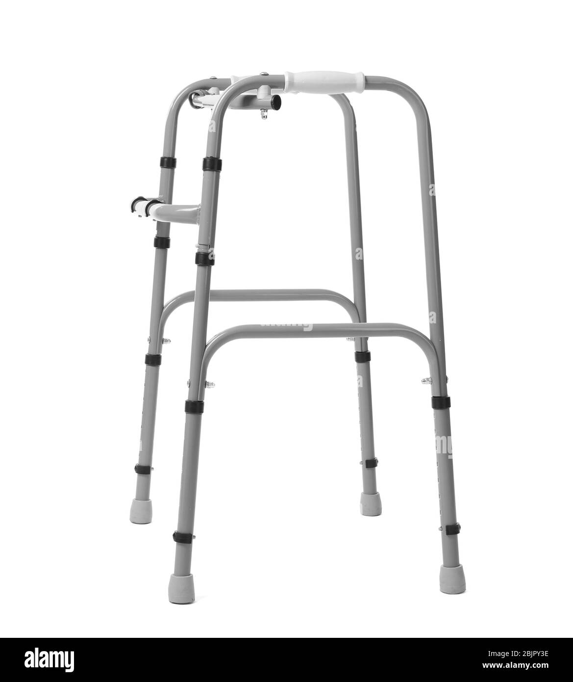 Metal walking frame on white background Stock Photo - Alamy
