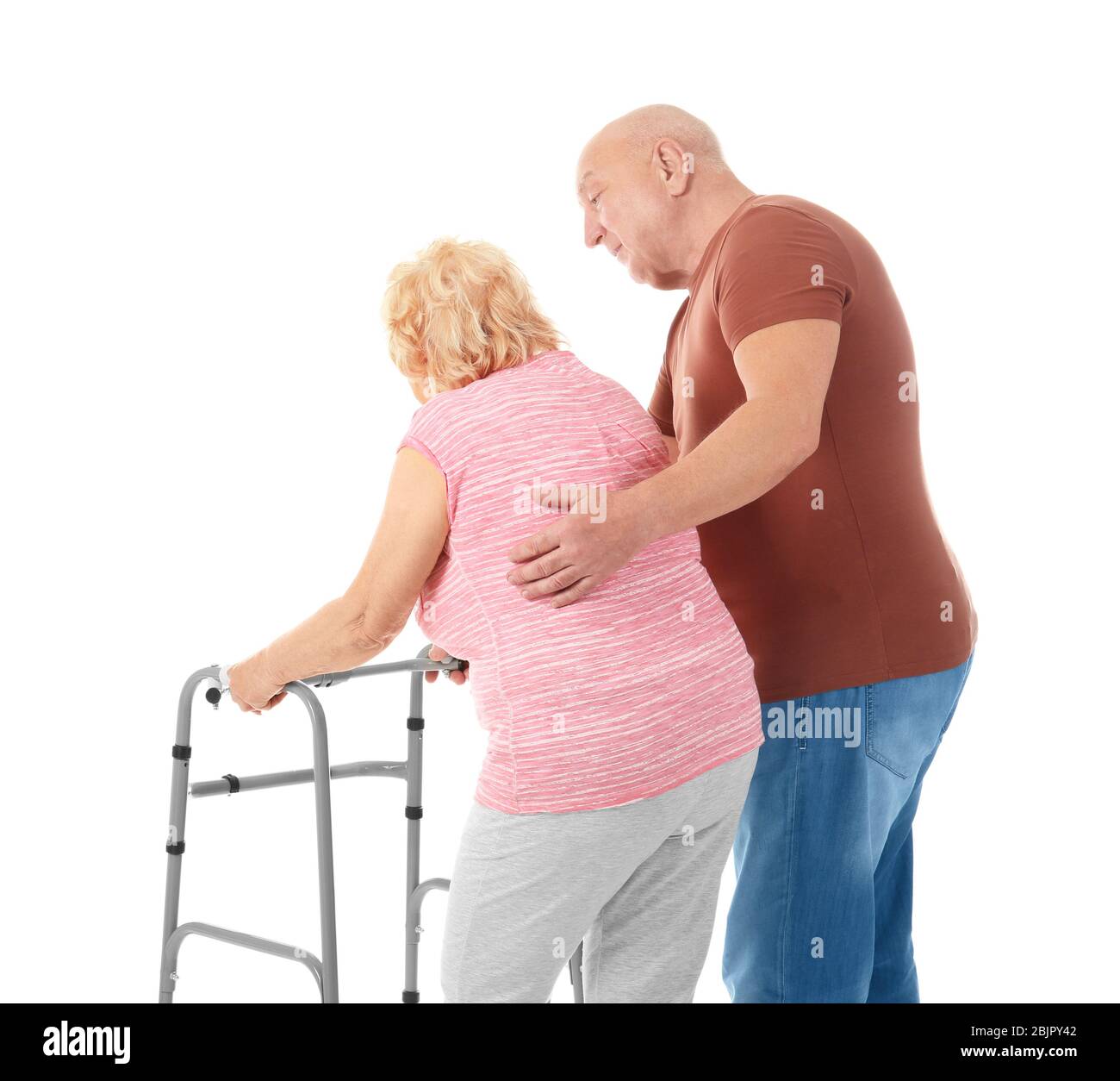 Old man walking frame Cut Out Stock Images & Pictures - Alamy