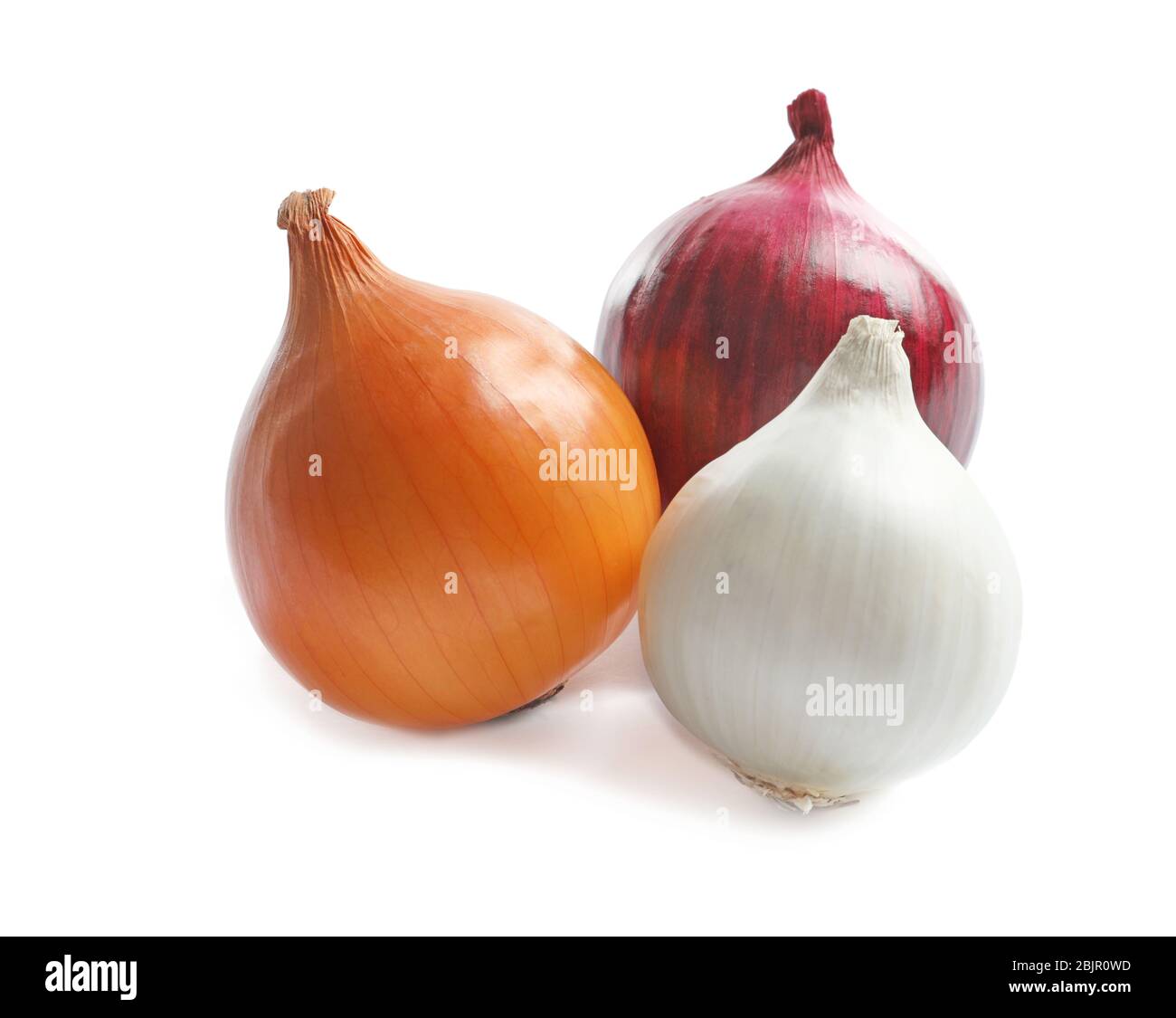Variety of different onions on white background Stock Photo - Alamy