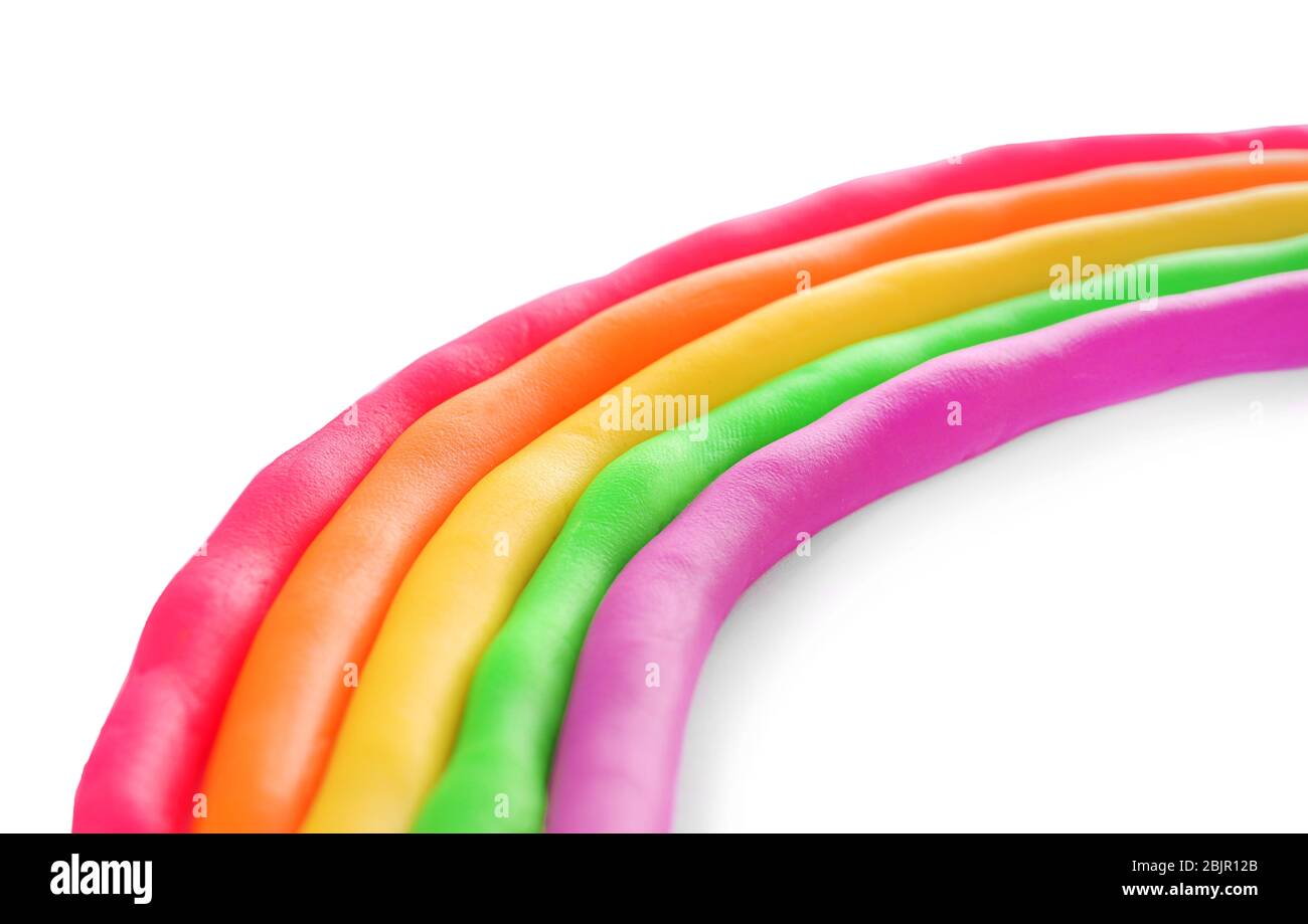 Plasticine rainbow on white background Stock Photo - Alamy