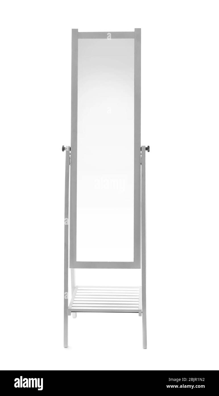 Modern big mirror on white background Stock Photo - Alamy
