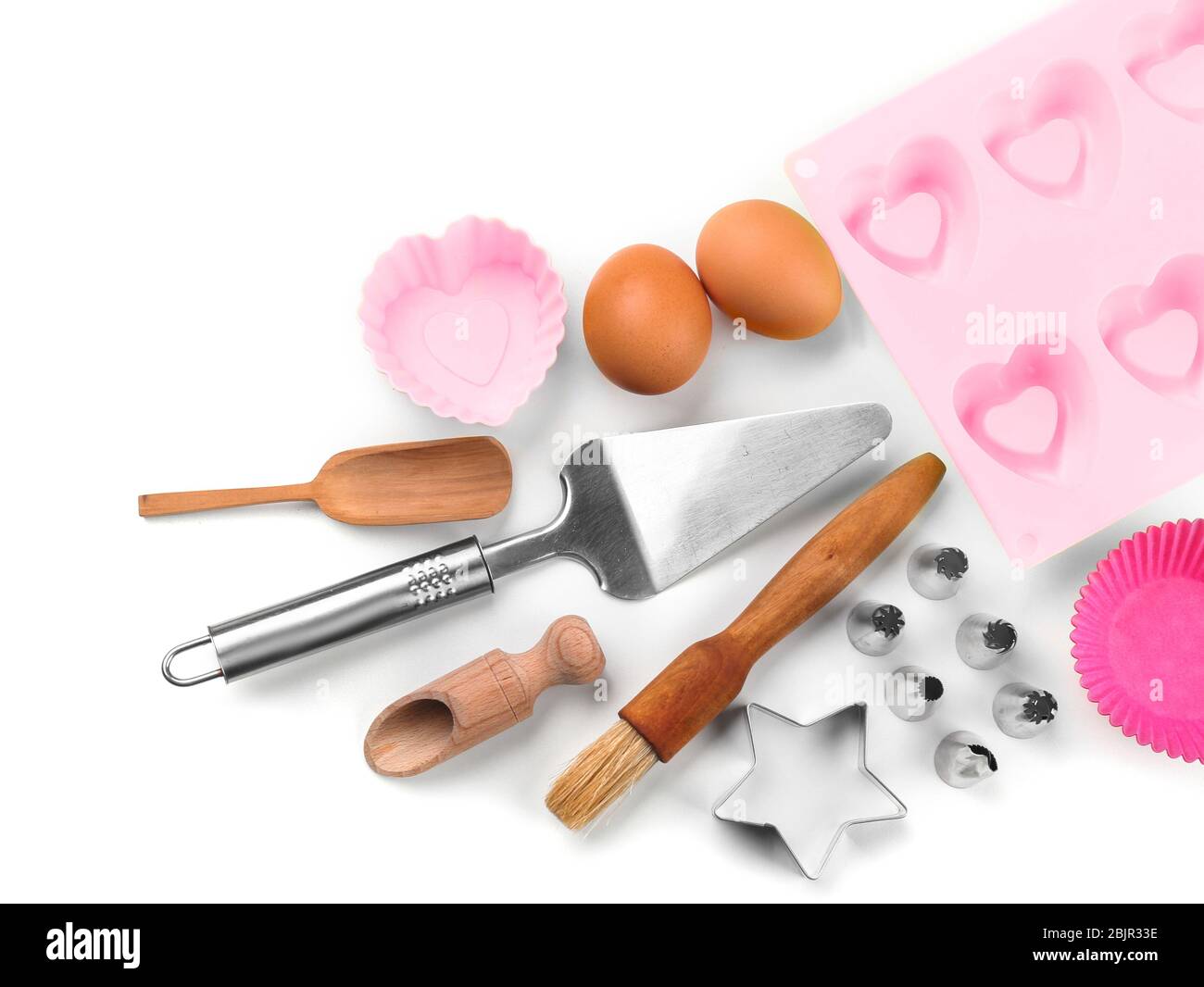 Set of kitchenware for cooking pastries on white background Stock Photo ...