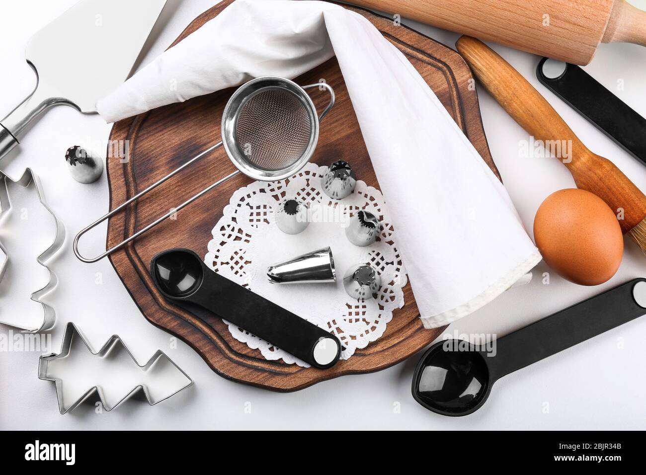 Set of kitchenware for cooking pastries on white background Stock Photo ...