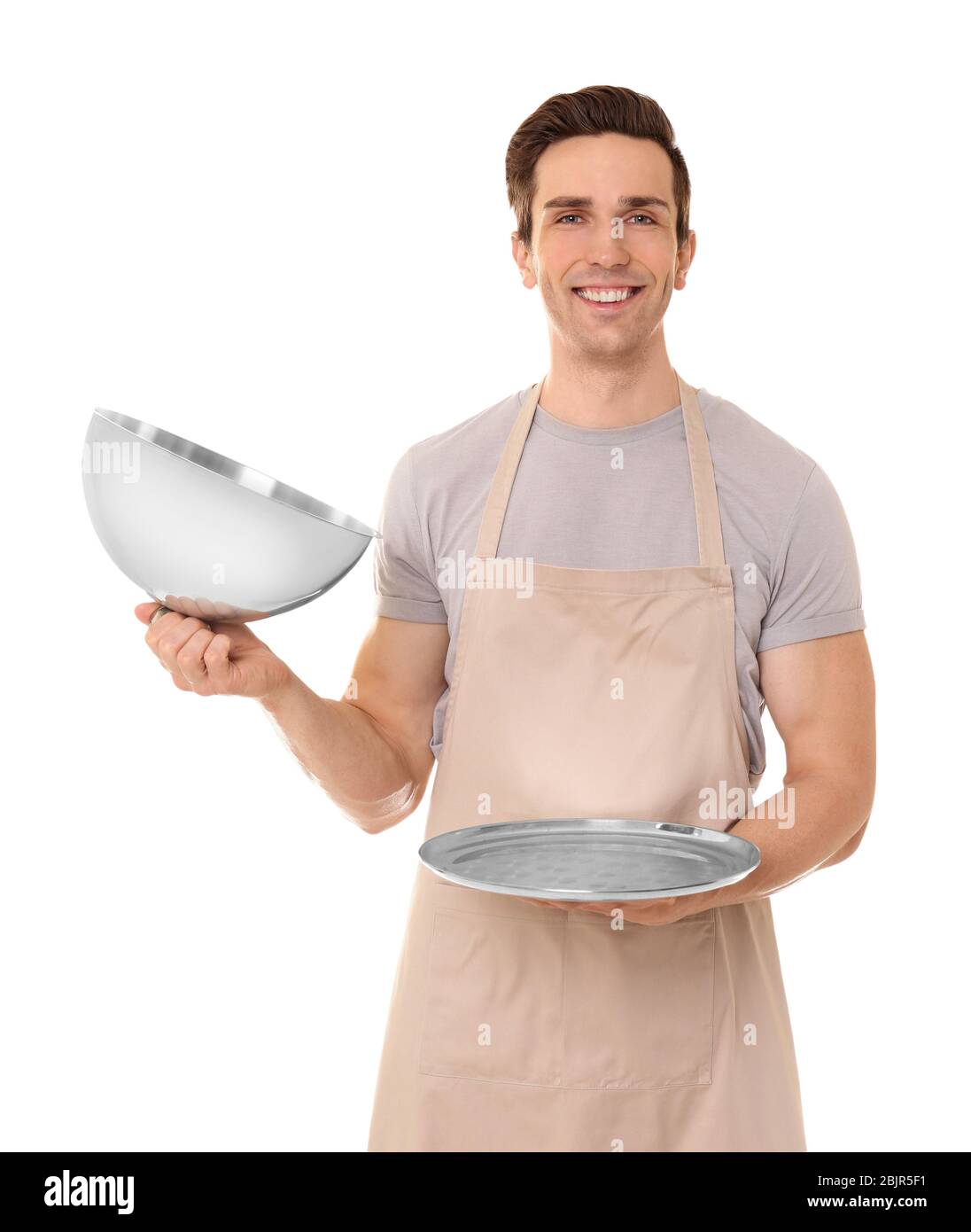 Young man with cloche, isolated on white Stock Photo - Alamy