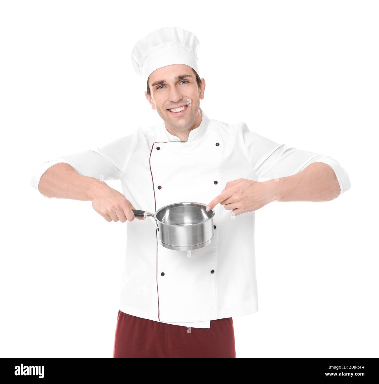 Young male chef with sauce pan, isolated on white Stock Photo - Alamy