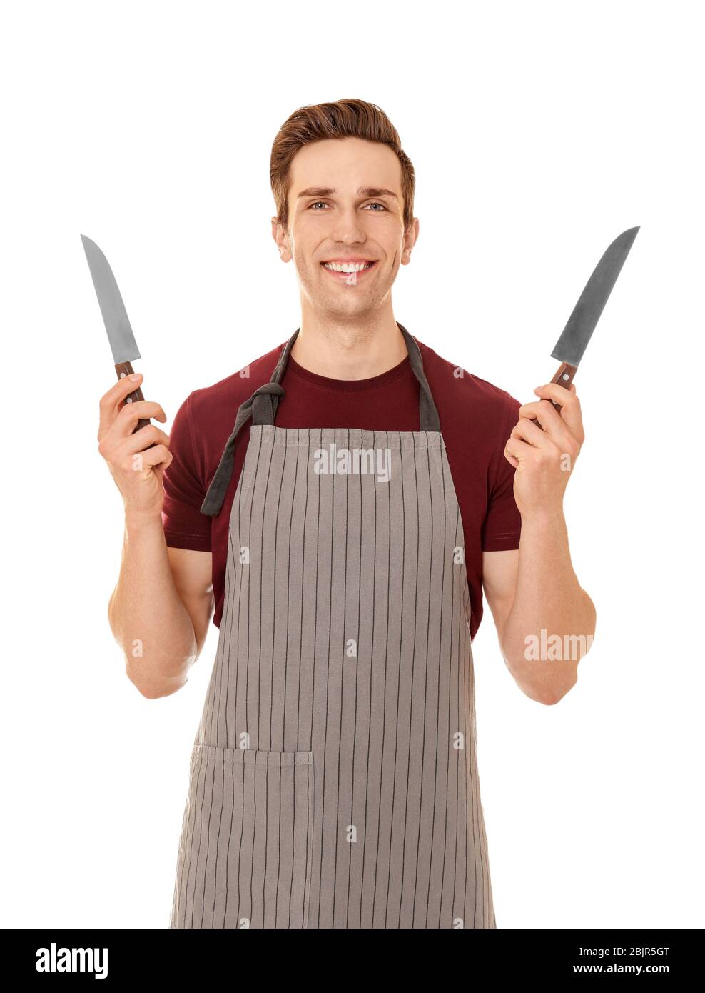 Portrait chef holding knives hi-res stock photography and images - Alamy