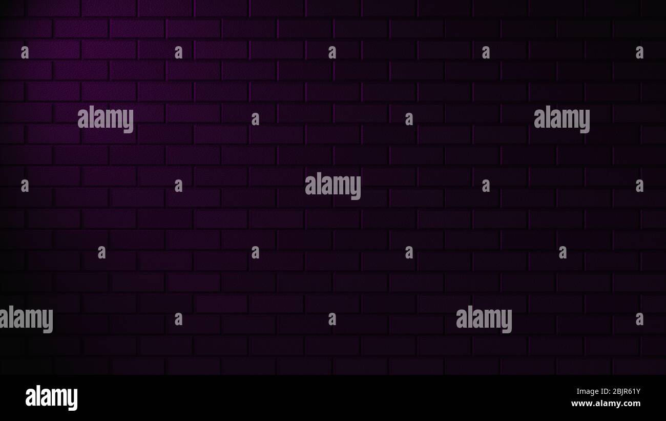 Empty brick wall with pink neon light with copy space. Lighting effect ...
