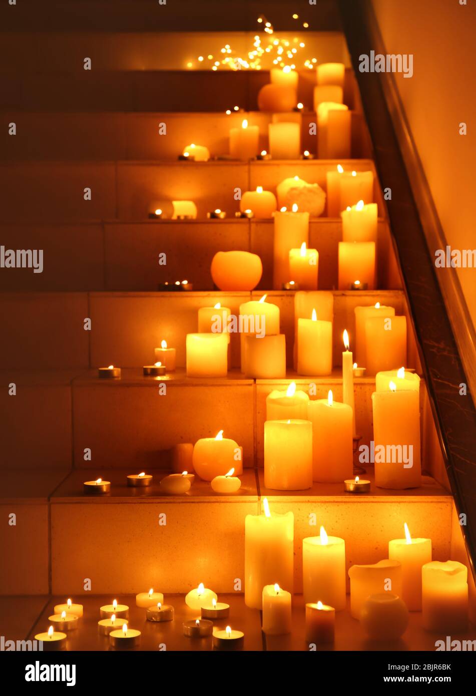 Candles on stairs hi-res stock photography and images - Alamy