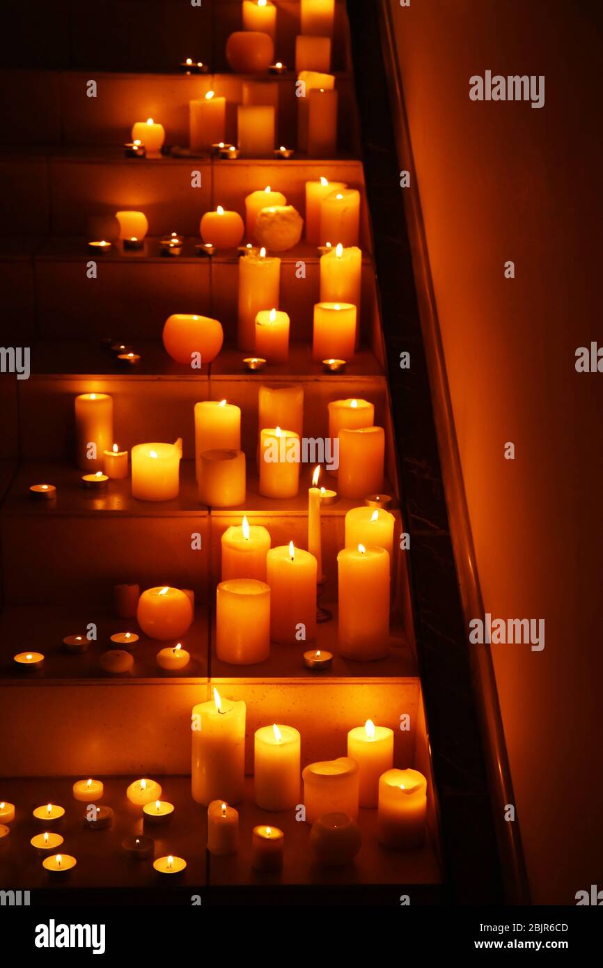 Candles on stairs hi-res stock photography and images - Alamy