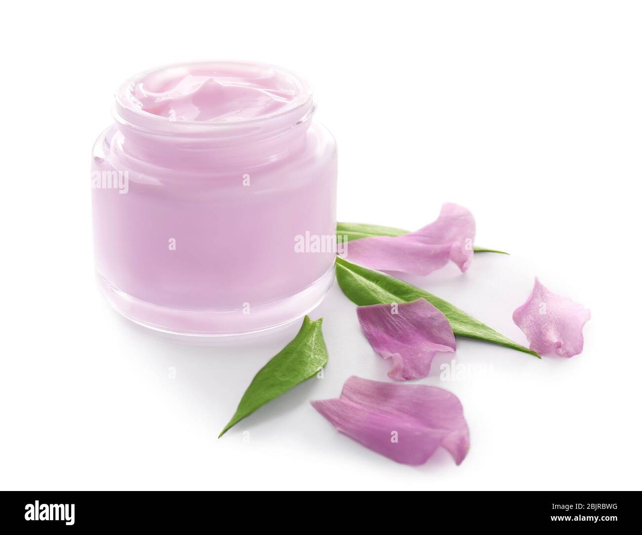 Jar with body cream on white background Stock Photo - Alamy