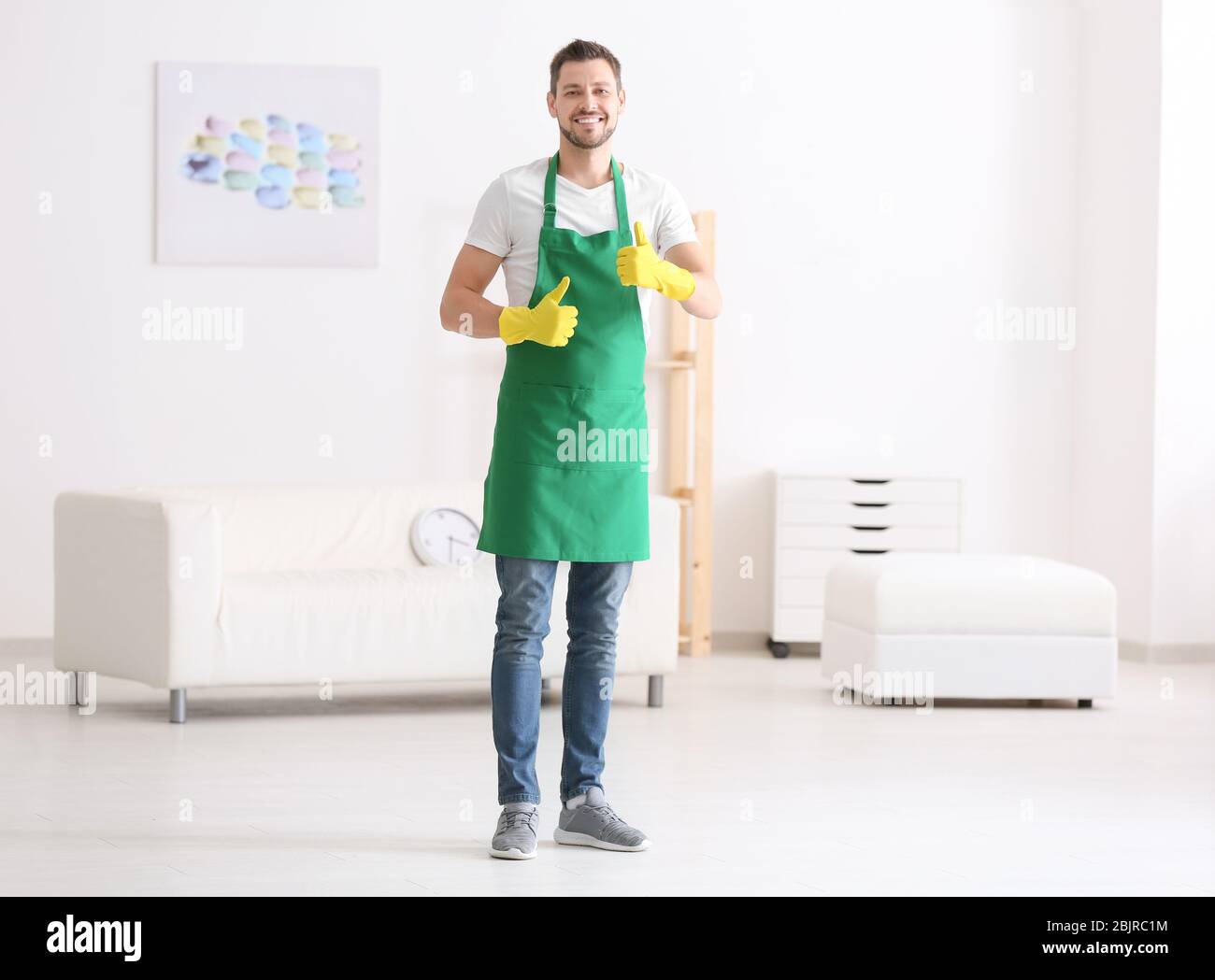 Cleaning service professional indoors Stock Photo - Alamy