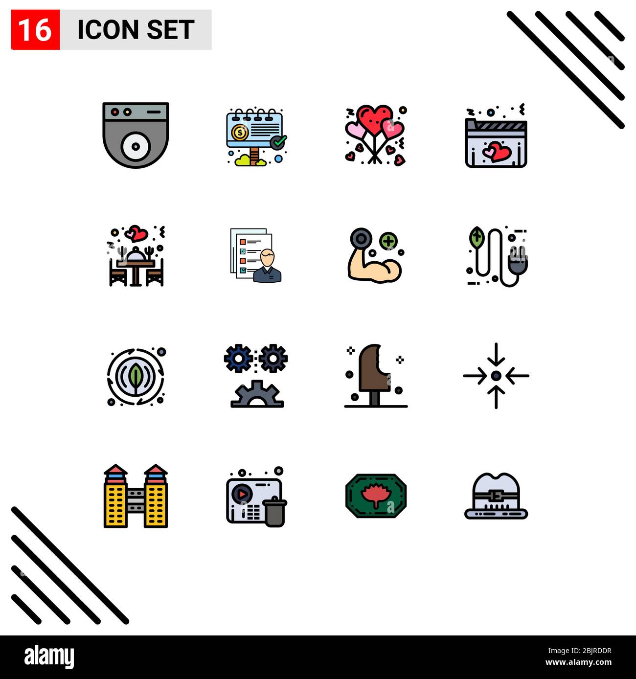 Stock Vector Icon Pack of 16 Line Signs and Symbols for restaurant ...