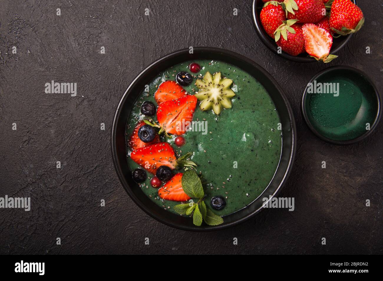Colorful, healthy food. Acai smoothie bowl. Keto breakfast idea. Fruit ...